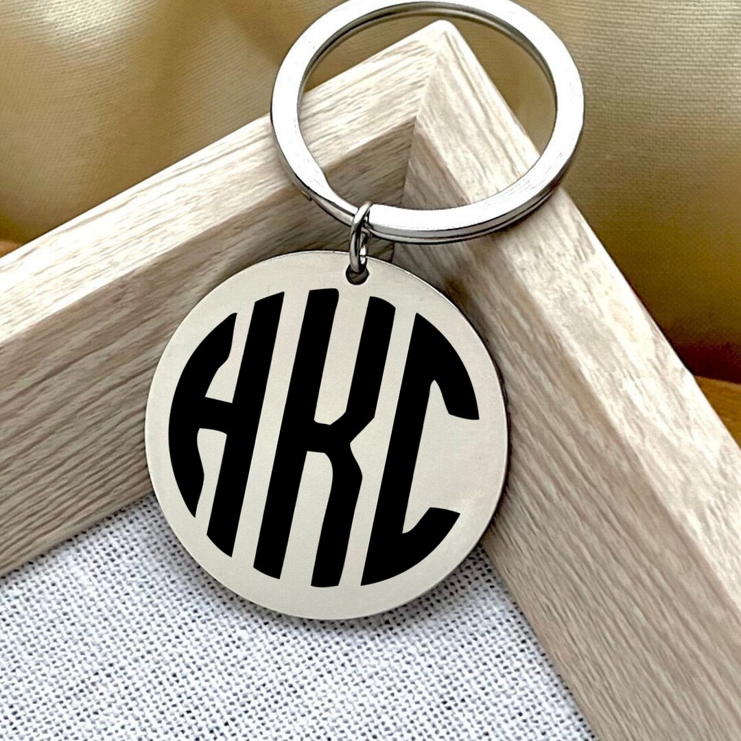 Custom Monogram Stainless Steel Keychain - Personalized Engraved ...