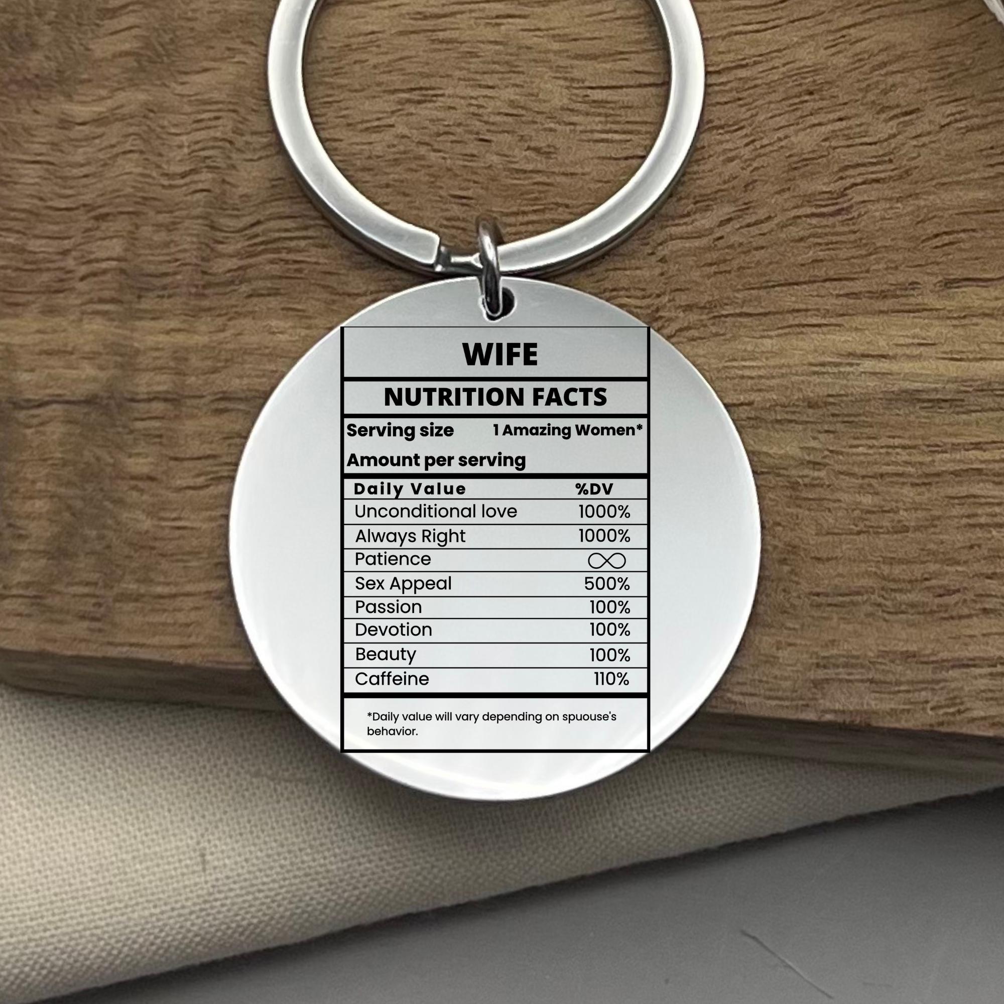 Custom Wife Nutrition Facts Stainless Steel Keychain - Personalized ...
