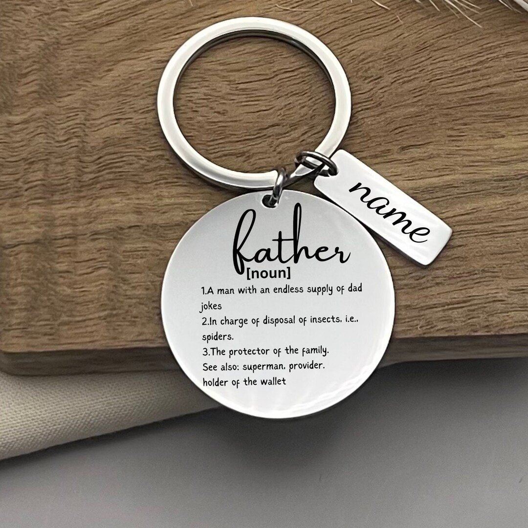 Personalized Father Definition Stainless Steel Keychain: Custom Keyring ...