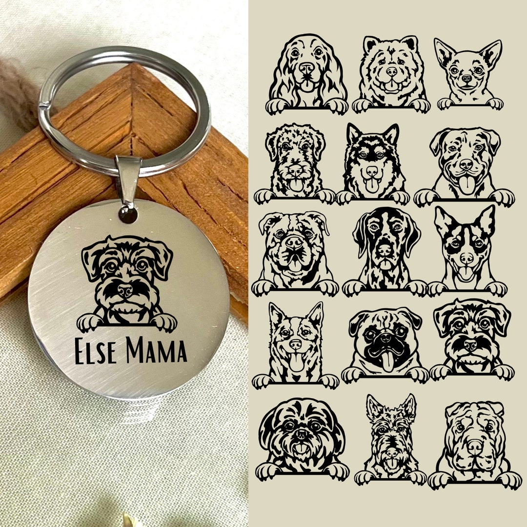 Custom Dog Breed Keychain With Name Personalized Pet Keepsake Stainless ...