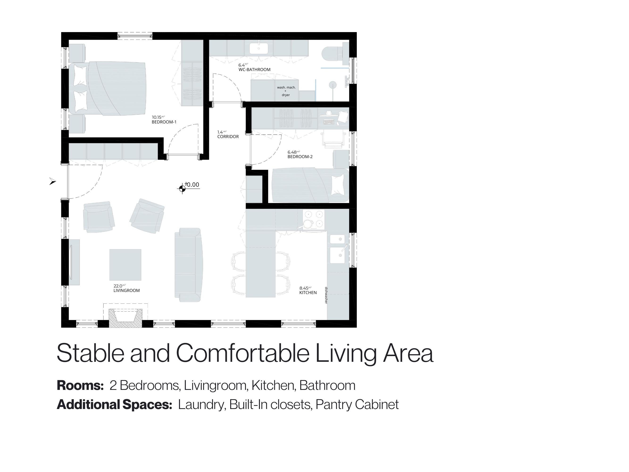 26x26 Small Cottage House Plans: 2 Bedroom Home Design (2D CAD + PDF ...