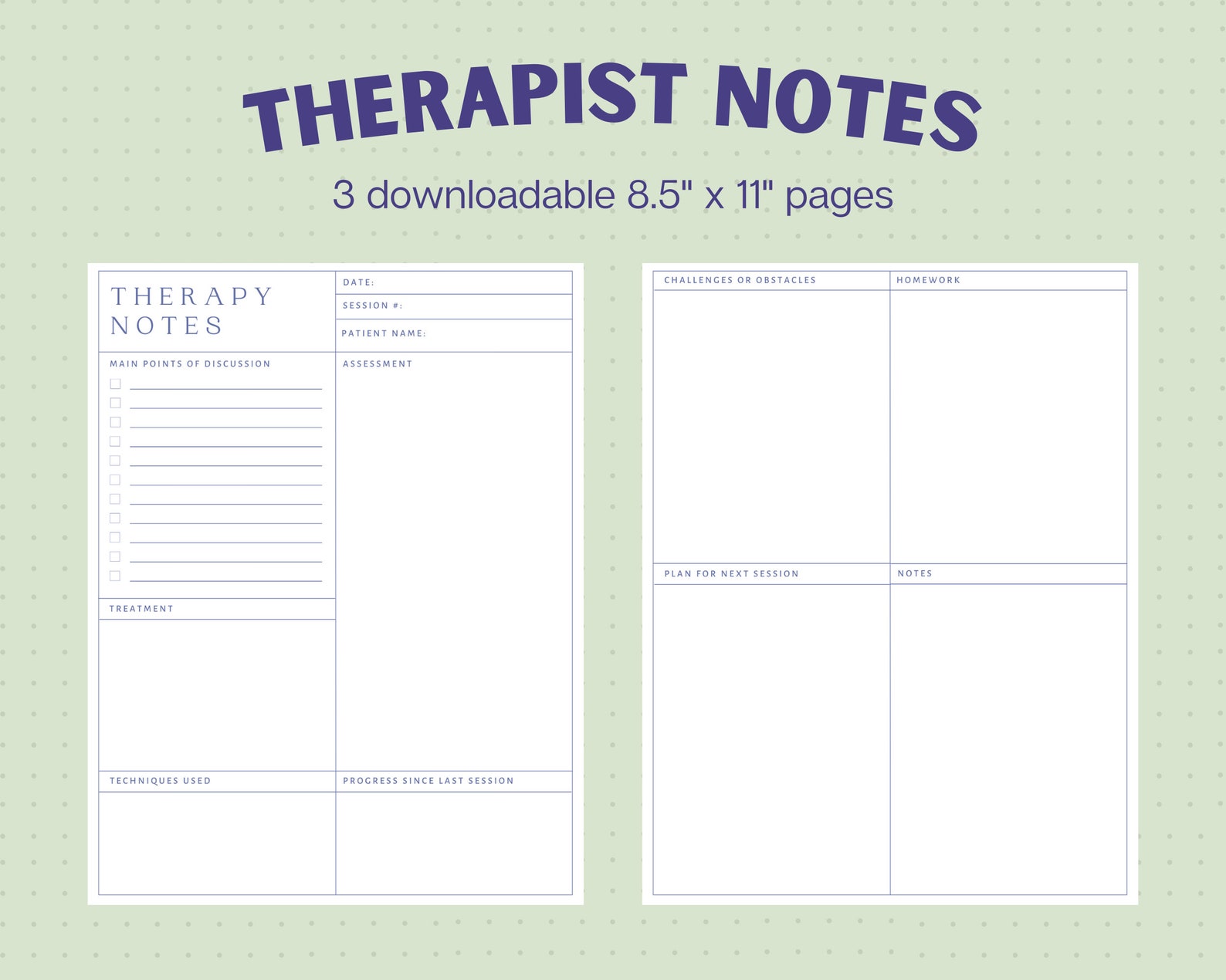 Therapist Note Sheets, Therapist Worksheet, Therapist Notes, Digital ...