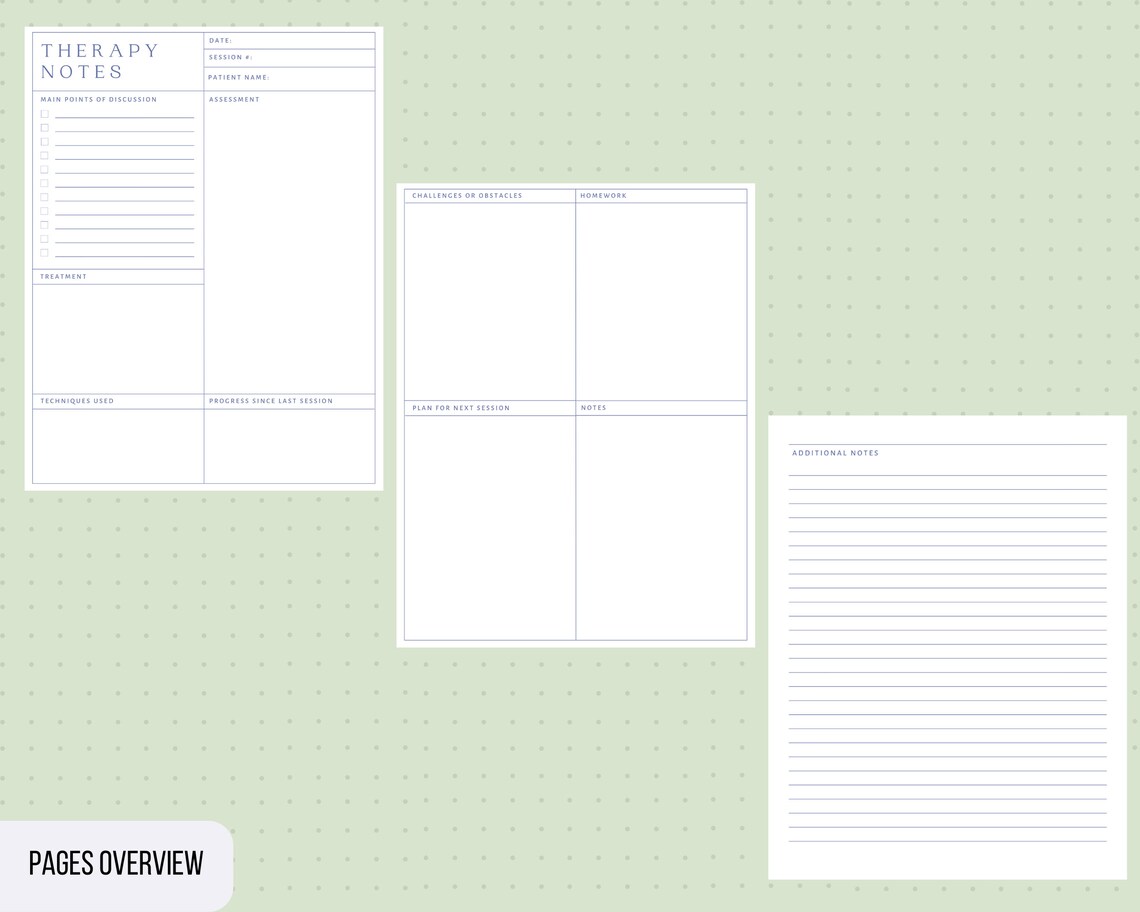 Therapist Note Sheets, Therapist Worksheet, Therapist Notes, Digital ...