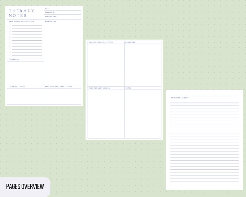 Therapist Note Sheets, Therapist Worksheet, Therapist Notes, Digital ...