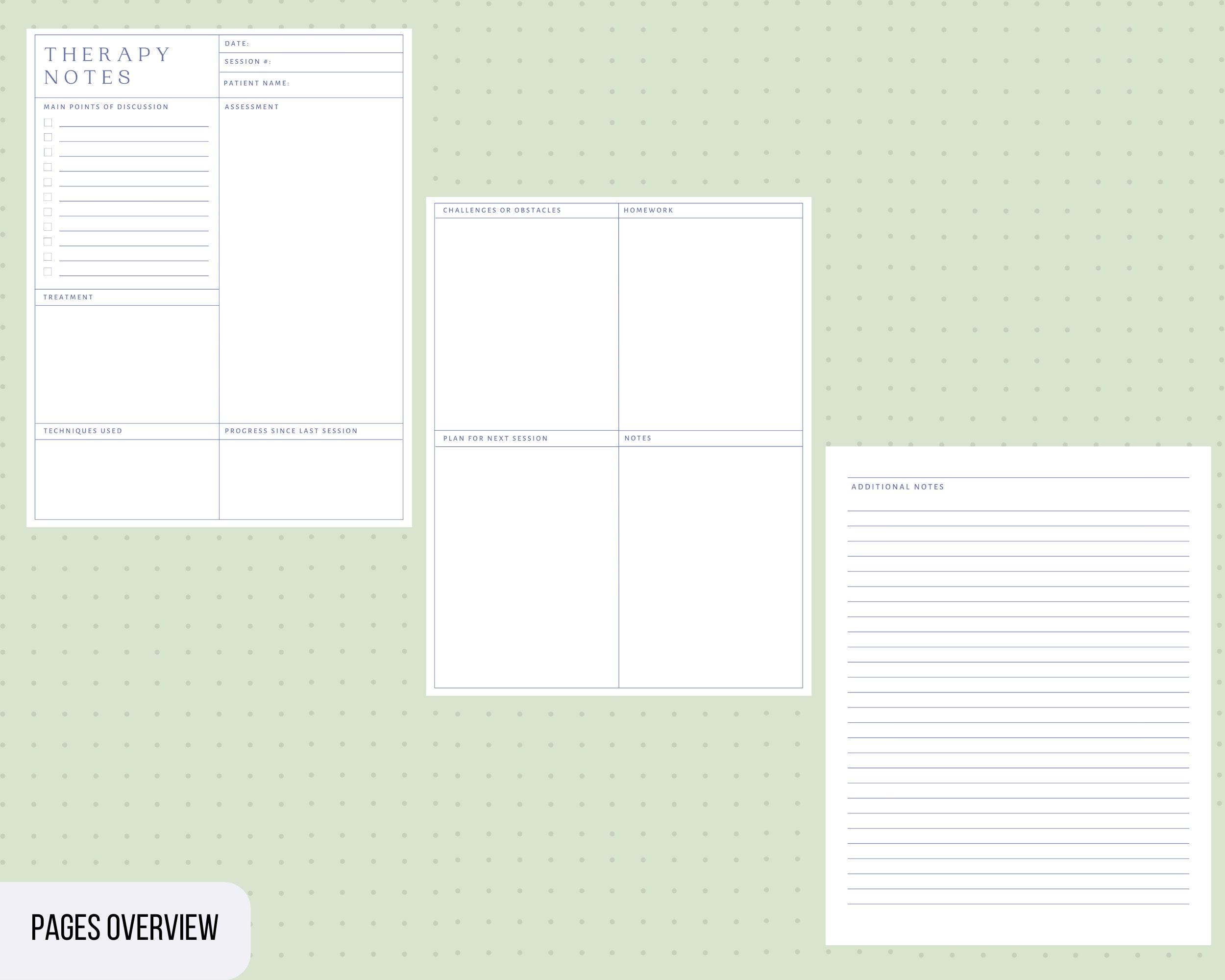 Therapist Note Sheets, Therapist Worksheet, Therapist Notes, Digital ...