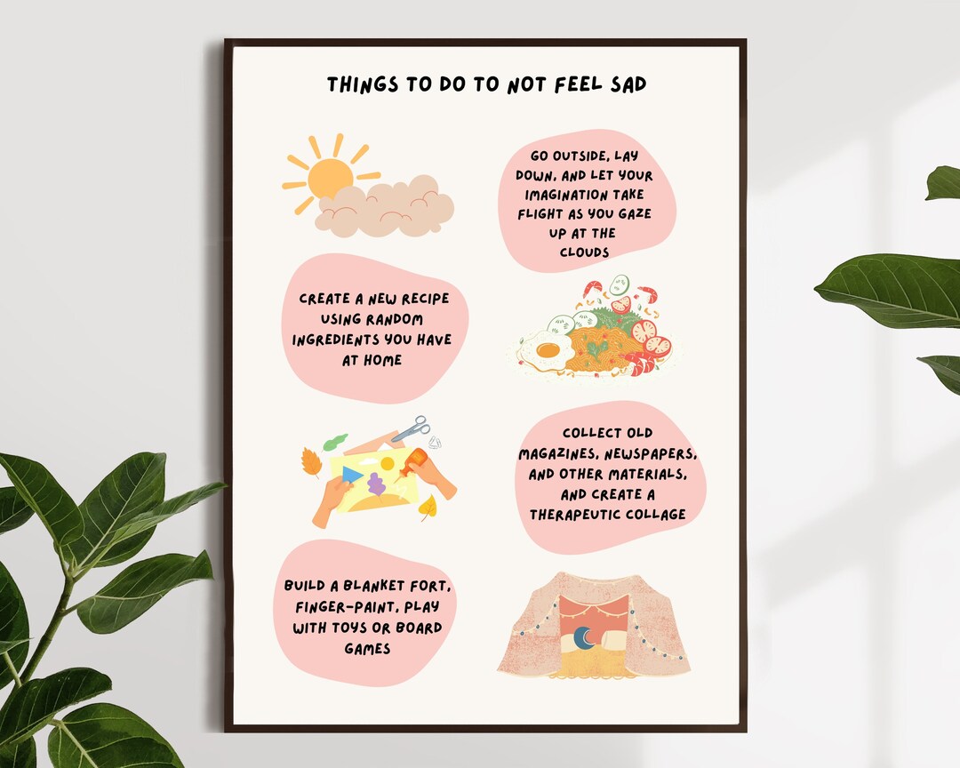 Things to Do Poster, Mental Health, Calming Therapy Office Decor ...