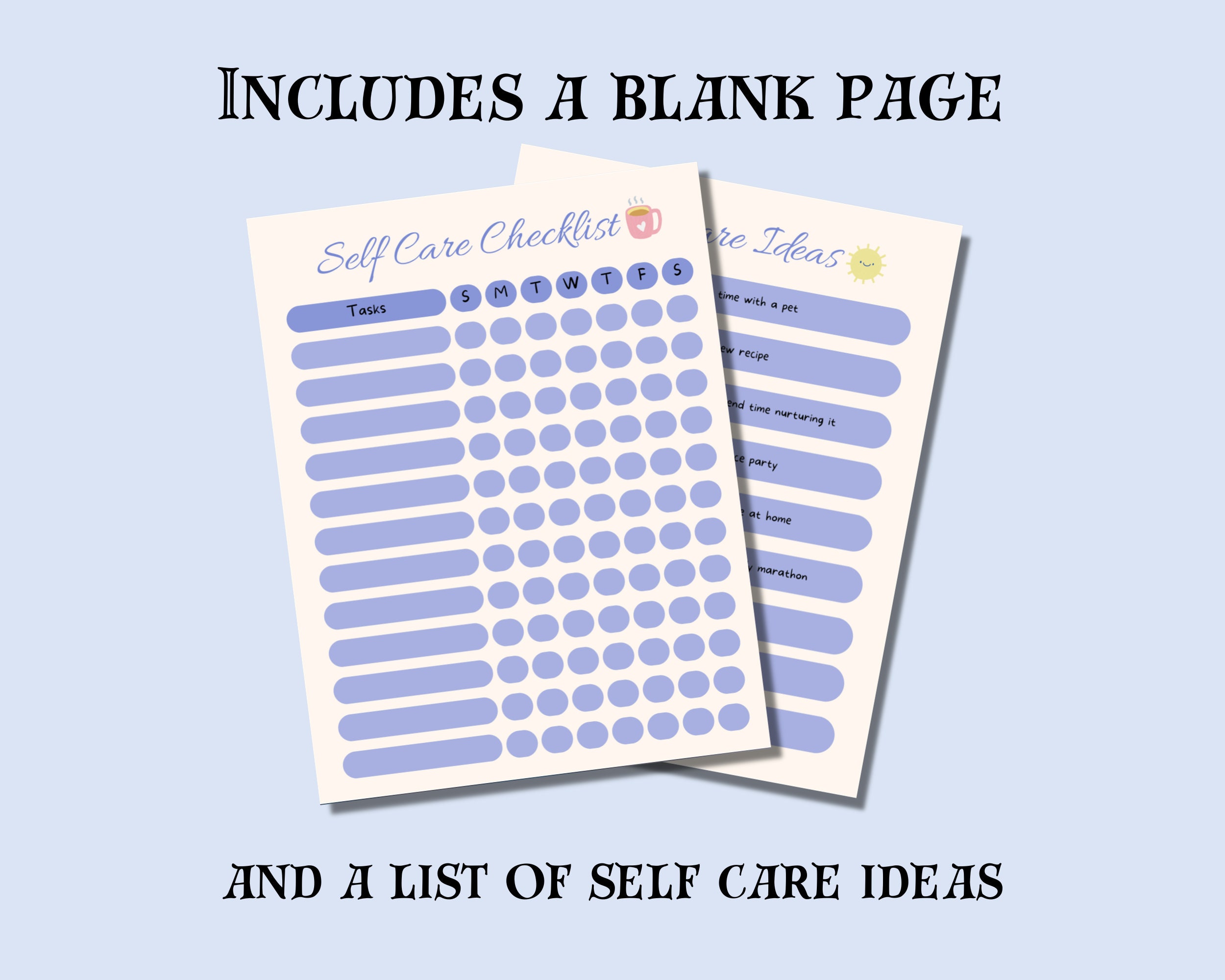 Self Care Checklist, Printable Digital PDF, Self Care to Do List ...