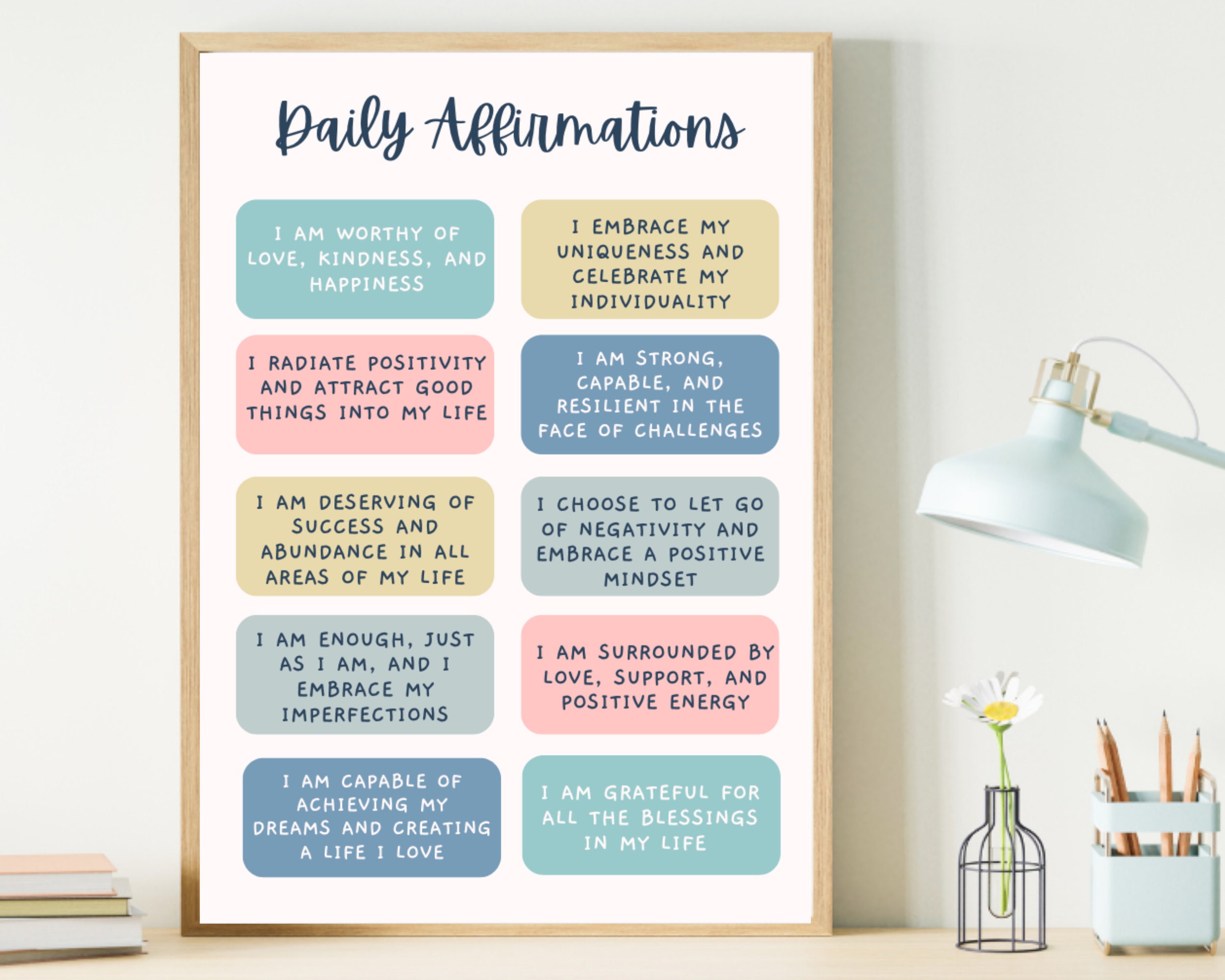 Daily Affirmations Wall Art, Positive Affirmation Wall Art, Mental ...