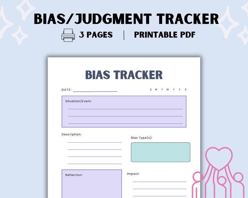 Bias Tracker, Printable, Daily Tracker, Therapy, Minimalist, Habit ...