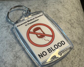 No Blood Medical Alert Keychain JW - Etsy
