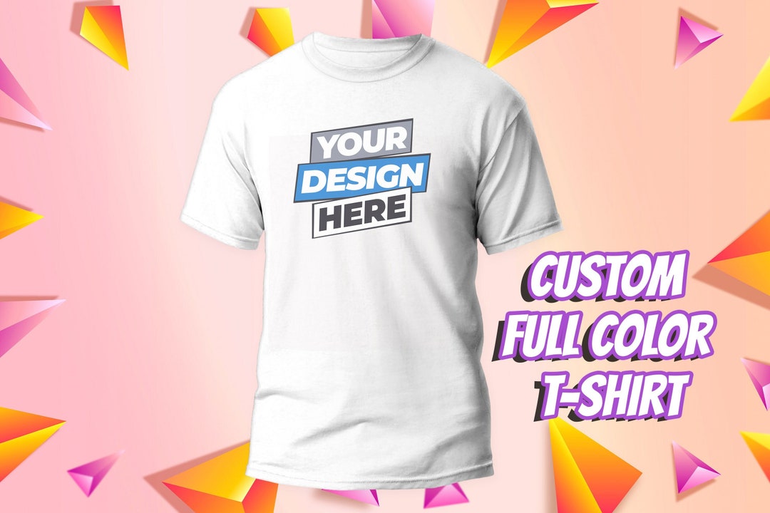 Custom White T-shirt W/ Full Color Printing, 100% Cotton Personalized T ...