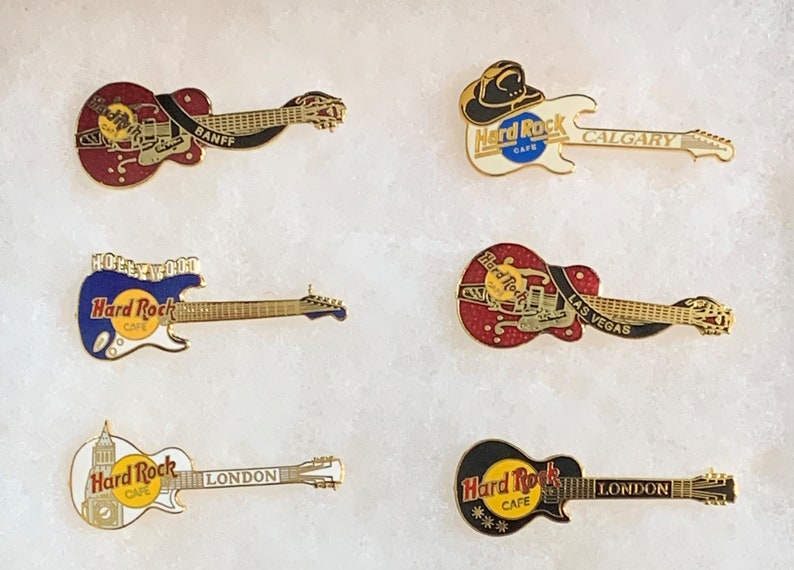 Hard Rock Cafe Guitar Pins – 17 Dollars Each - 14 Different HRC Types ...