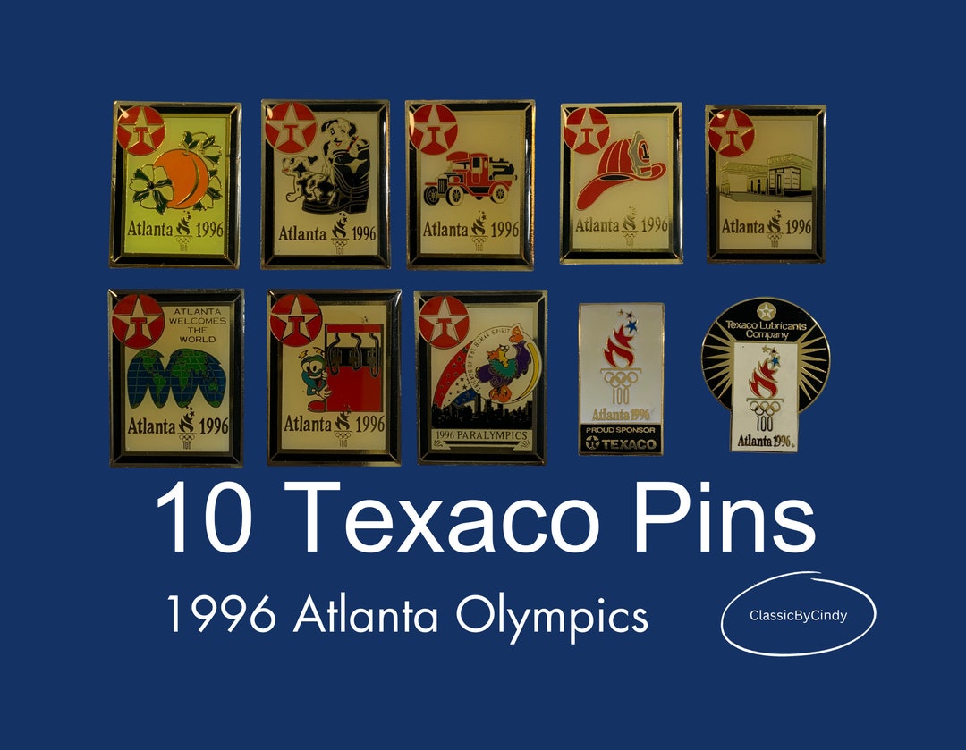 Texaco 96 Olympic Pins – Complete Set of 8 - Plus 2 = 10 Pins Total ...