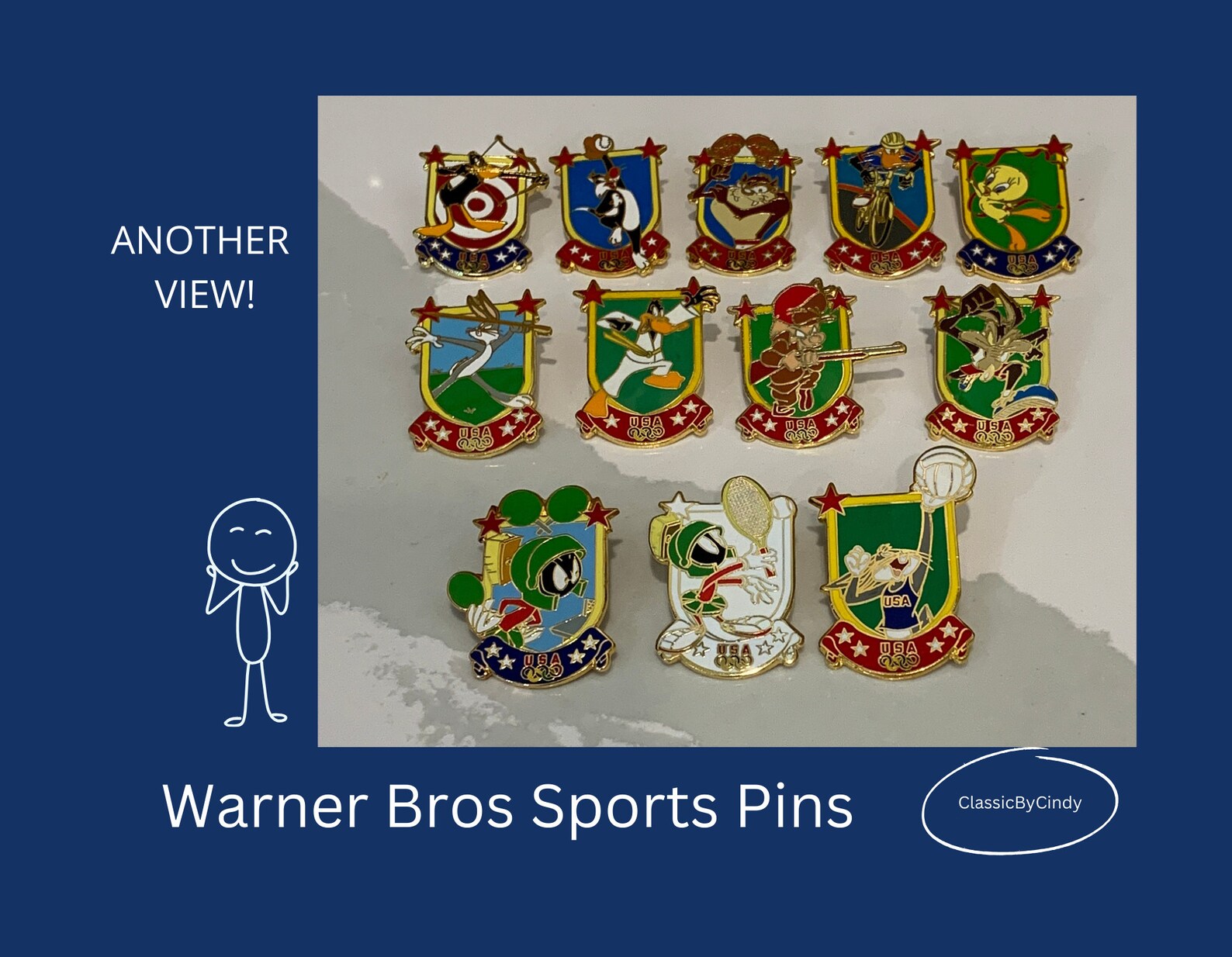 1996 Olympic Warner Bros Sports Pins – Bugs Bunny – Elmer Fudd – Marvin ...