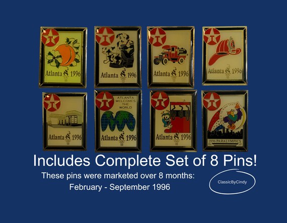 Texaco 96 Olympic Pins – Complete Set of 8 - Plus 2 =… - Gem