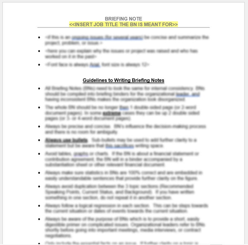Briefing Note Template and Guidelines - Etsy