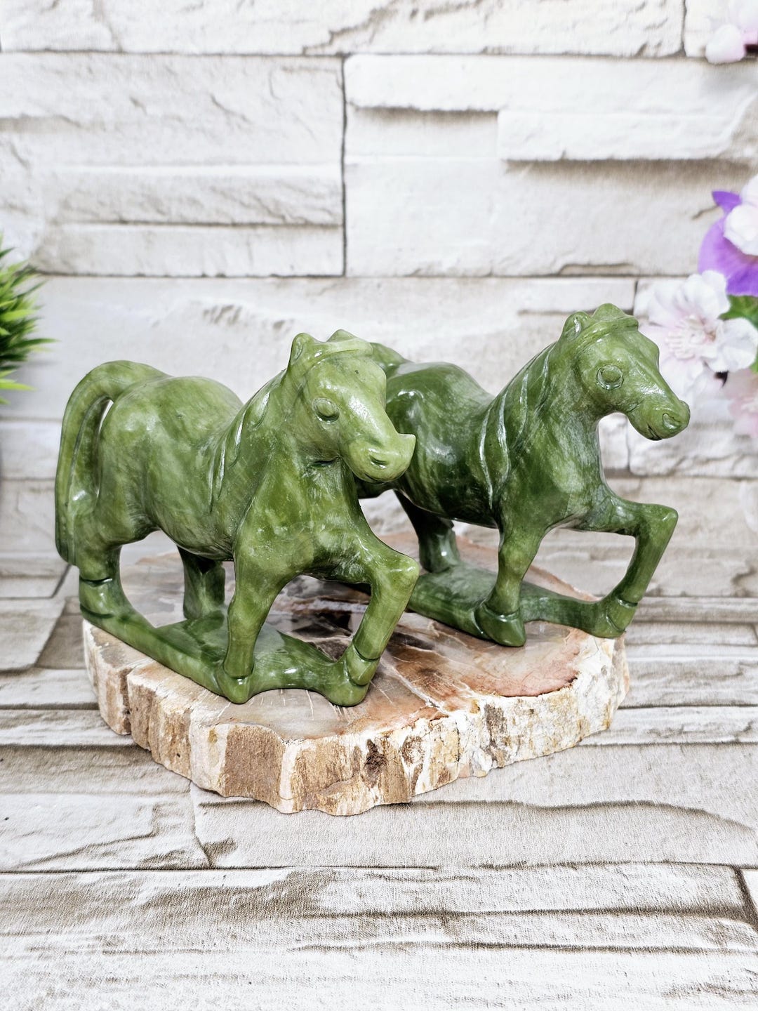 Jade Horse Carving / Green Jade / Animal Totem / Crystal Carving ...