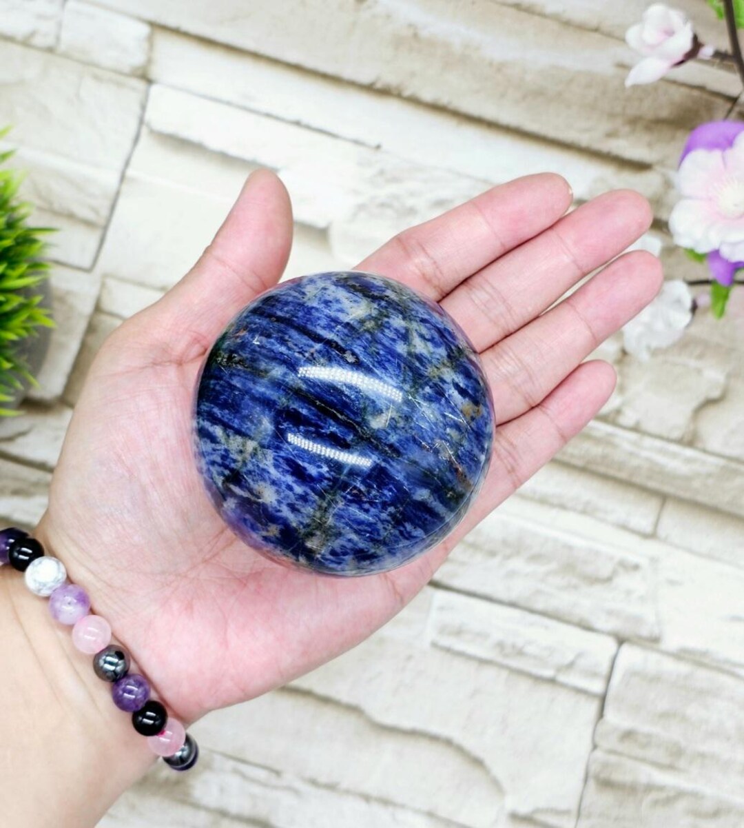 Blue Sodalite Sphere With Pyrite / 66mm / Blue Sphere / Sodalite ...