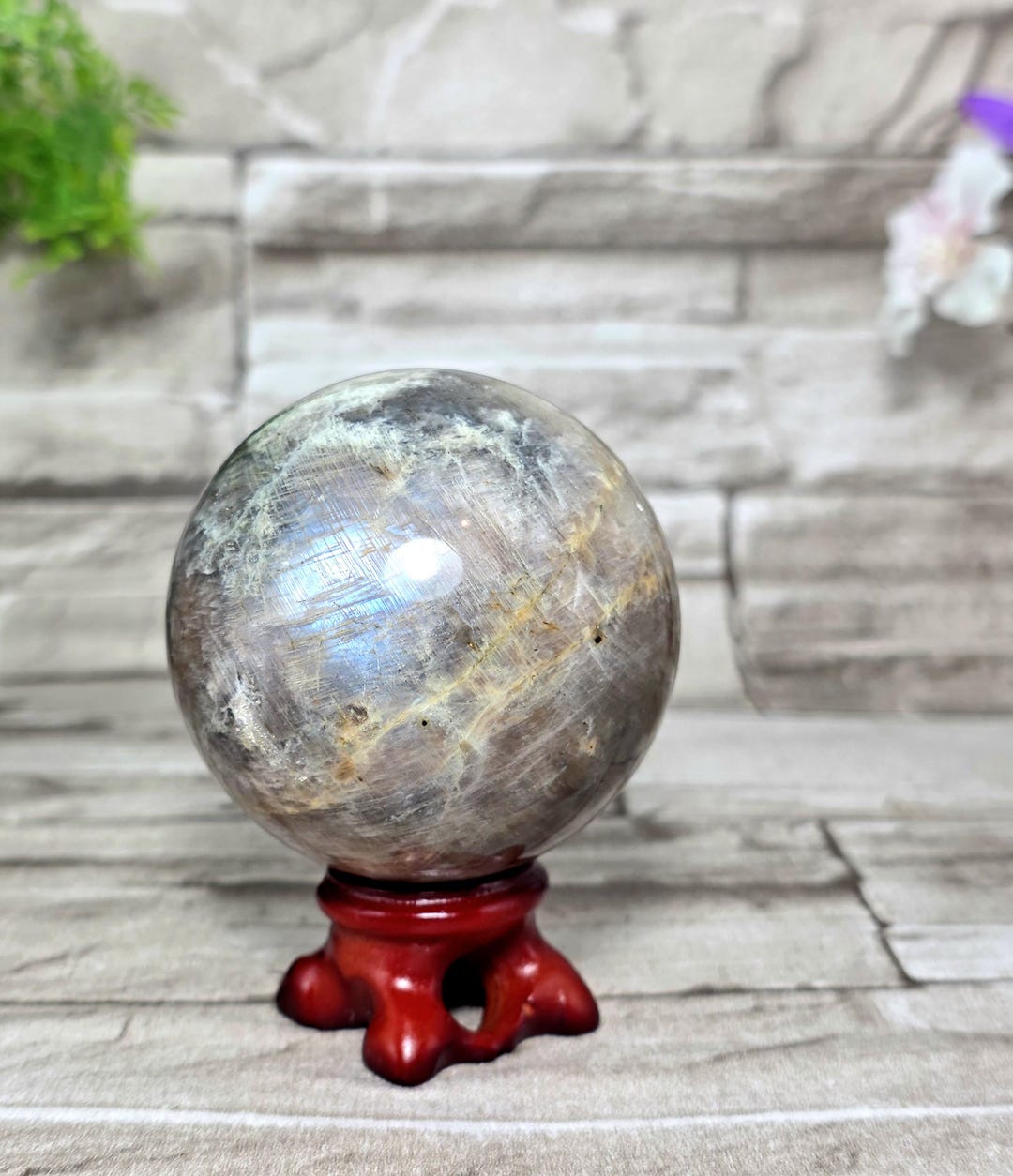 Blue Moonstone Sphere / 58mm / Good Flash / Moonstone / Chakra / Rocks ...