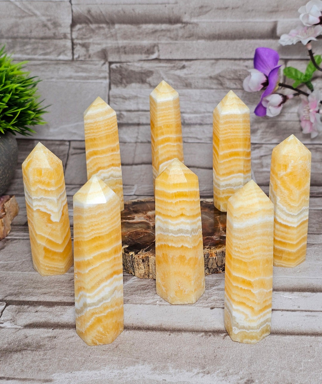 Honey Calcite Points / 3.15" / Banded Calcite - Etsy