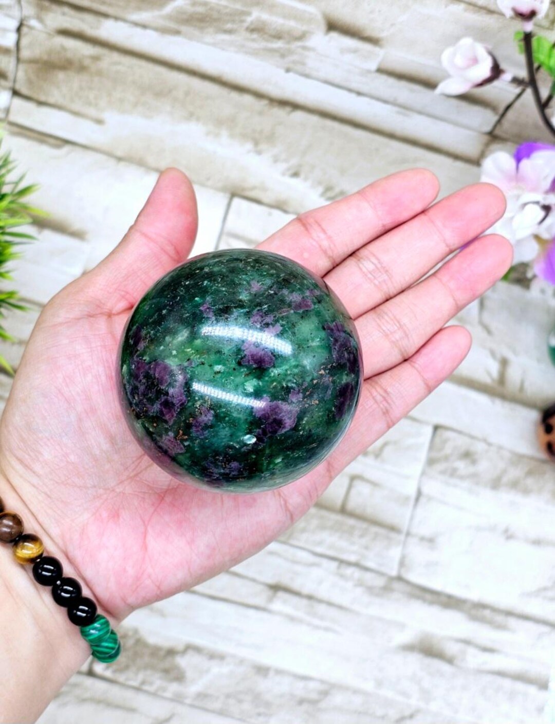 Ruby Emerald Sphere / 70mm / UV Reactive / Ruby / Emerald / Chakra / Rocks and Minerals / St18 ...