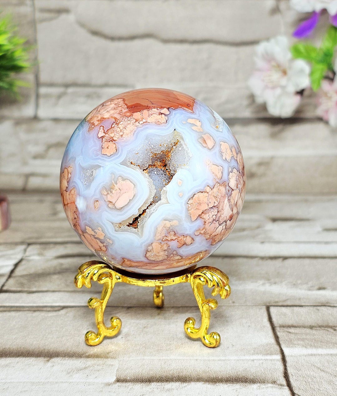 Cotton Candy Agate Sphere / 62mm / Druzy Pink Agate / Chakra / Rocks ...