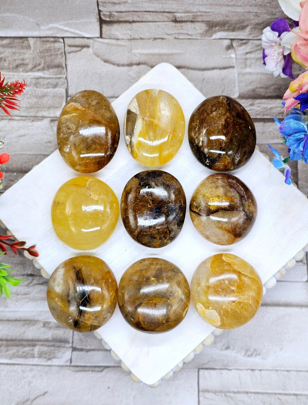 Golden Healer Palm Stone / Yellow Quartz / With Natural Marks ...