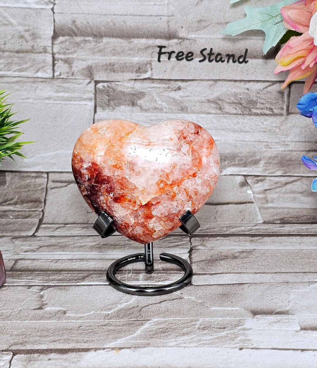 Red Fire Quartz Heart With Stand / Fire Quartz / Red Hematoid - Etsy