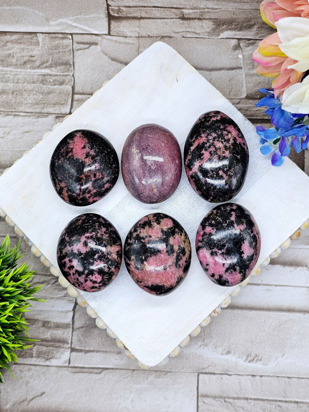 Big Rhodonite Palm Stone / Rhodonite / Pink and Black Stone / Chakra ...