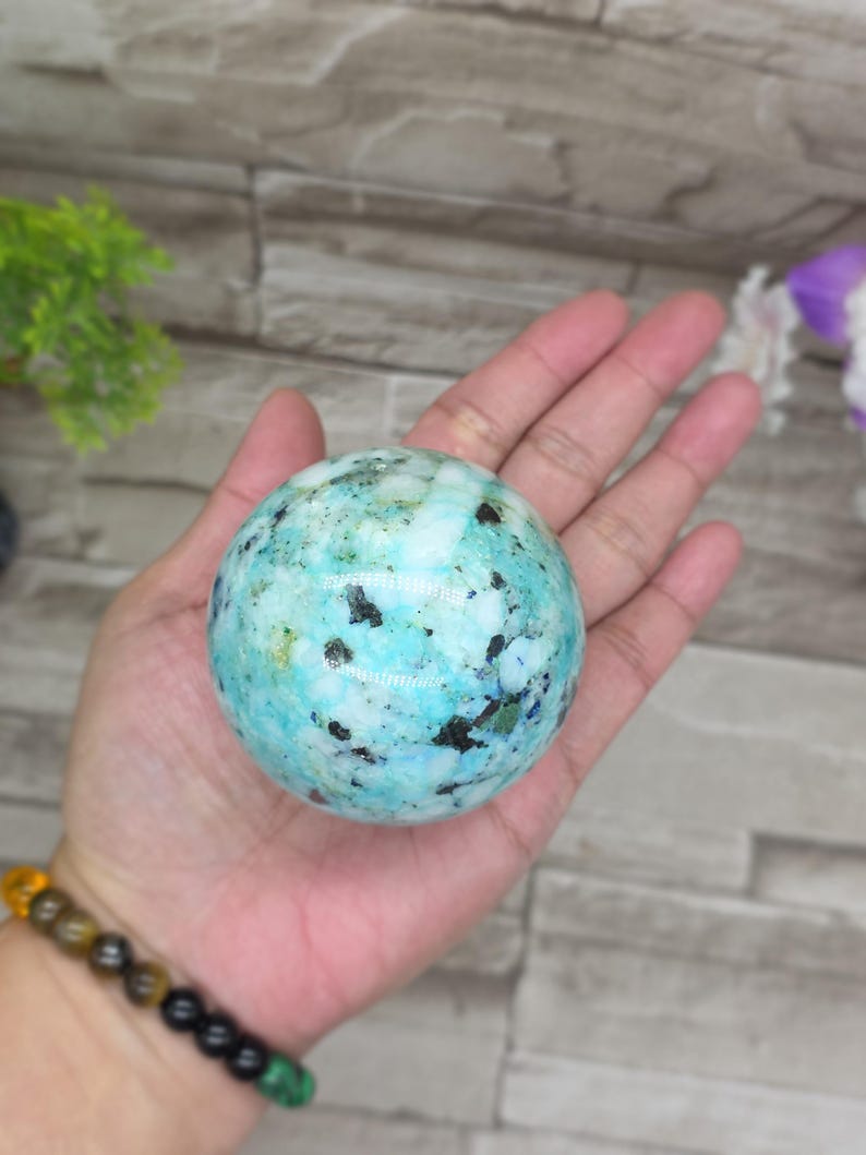 Pheonix Stone Sphere / 64mm / Natural Chrysocola/ Malachite Shattuckite ...