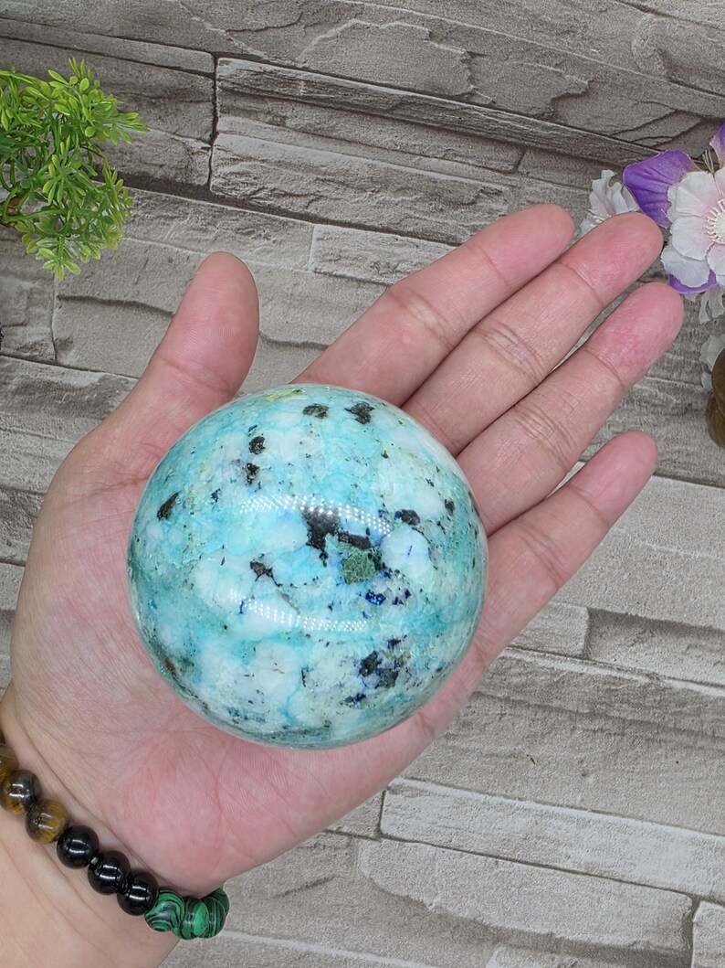 Pheonix Stone Sphere / 64mm / Natural Chrysocola/ Malachite Shattuckite ...