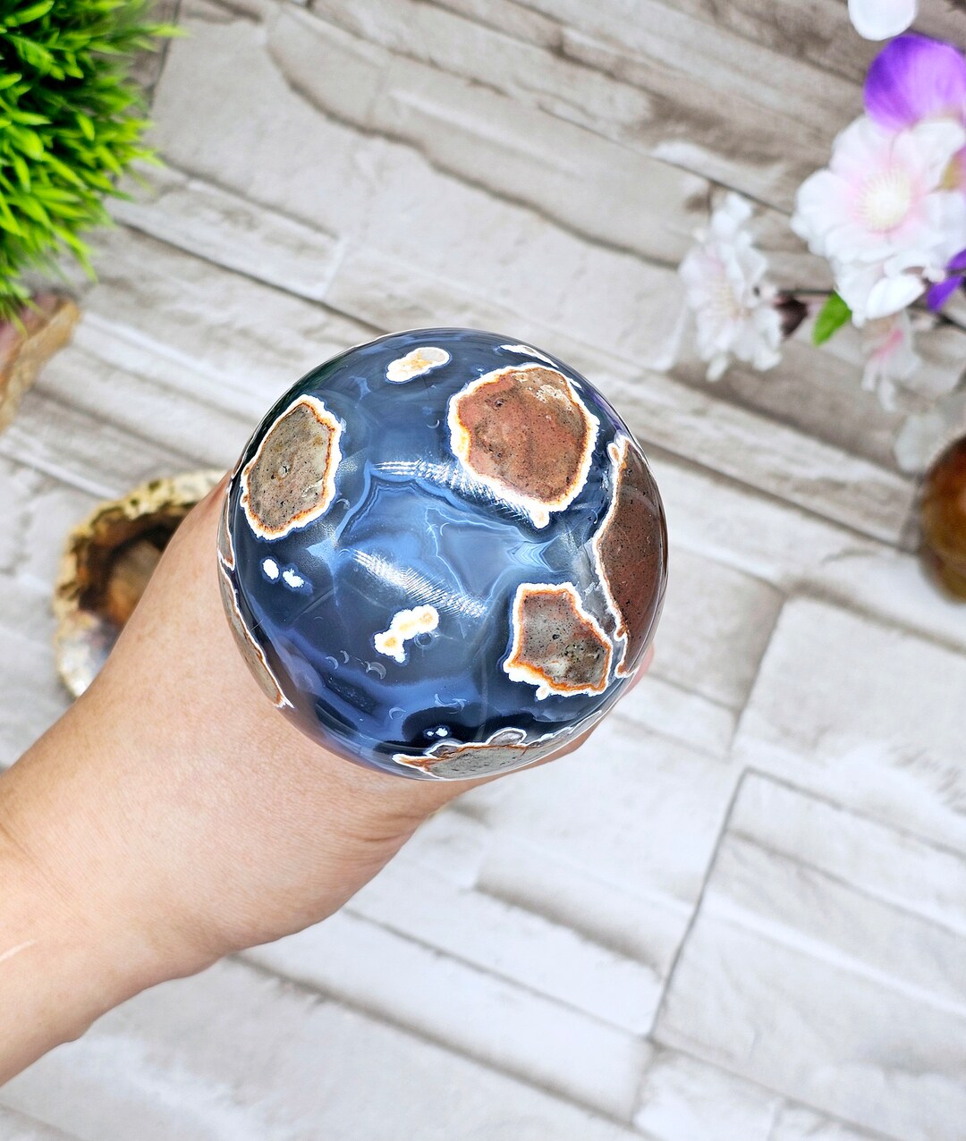 Football Agate Sphere / 70mm / Blue Agate / 60mm / Chakra / Football ...
