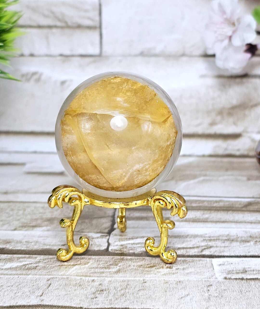 Golden Healer Sphere / 48mm / Yellow Hematoid Quartz / Chakra / Rocks ...