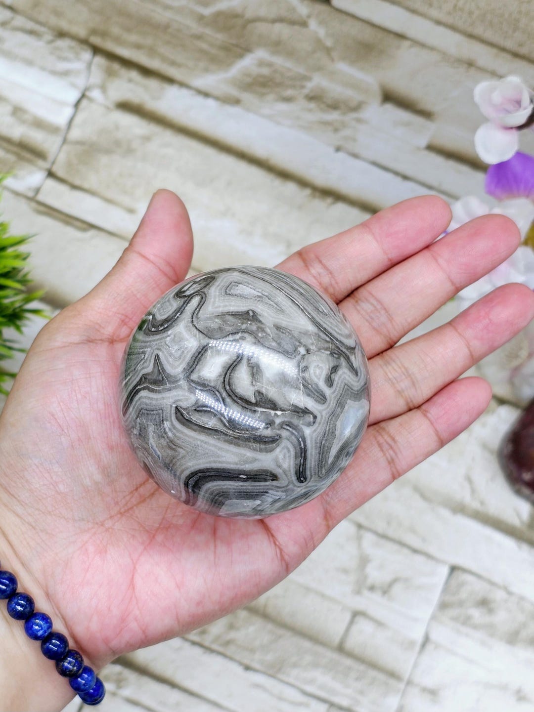 Picasso Jasper Sphere / 63mm / Grey Color Sphere / Rocks and Minerals ...