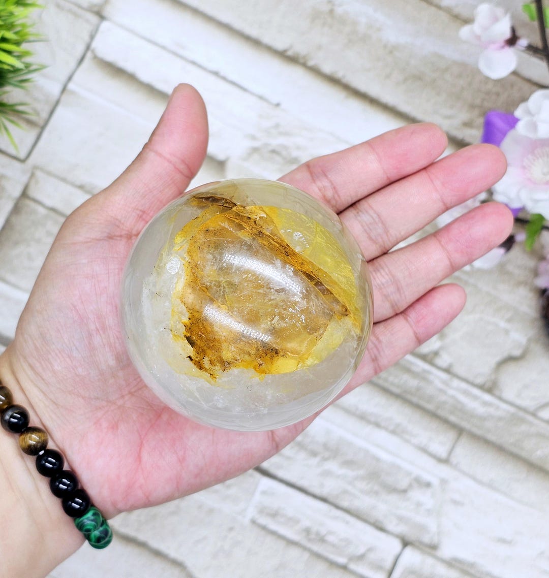 Golden Healer Sphere / 71mm / Yellow Hematoid Quartz / Chakra / Rocks ...