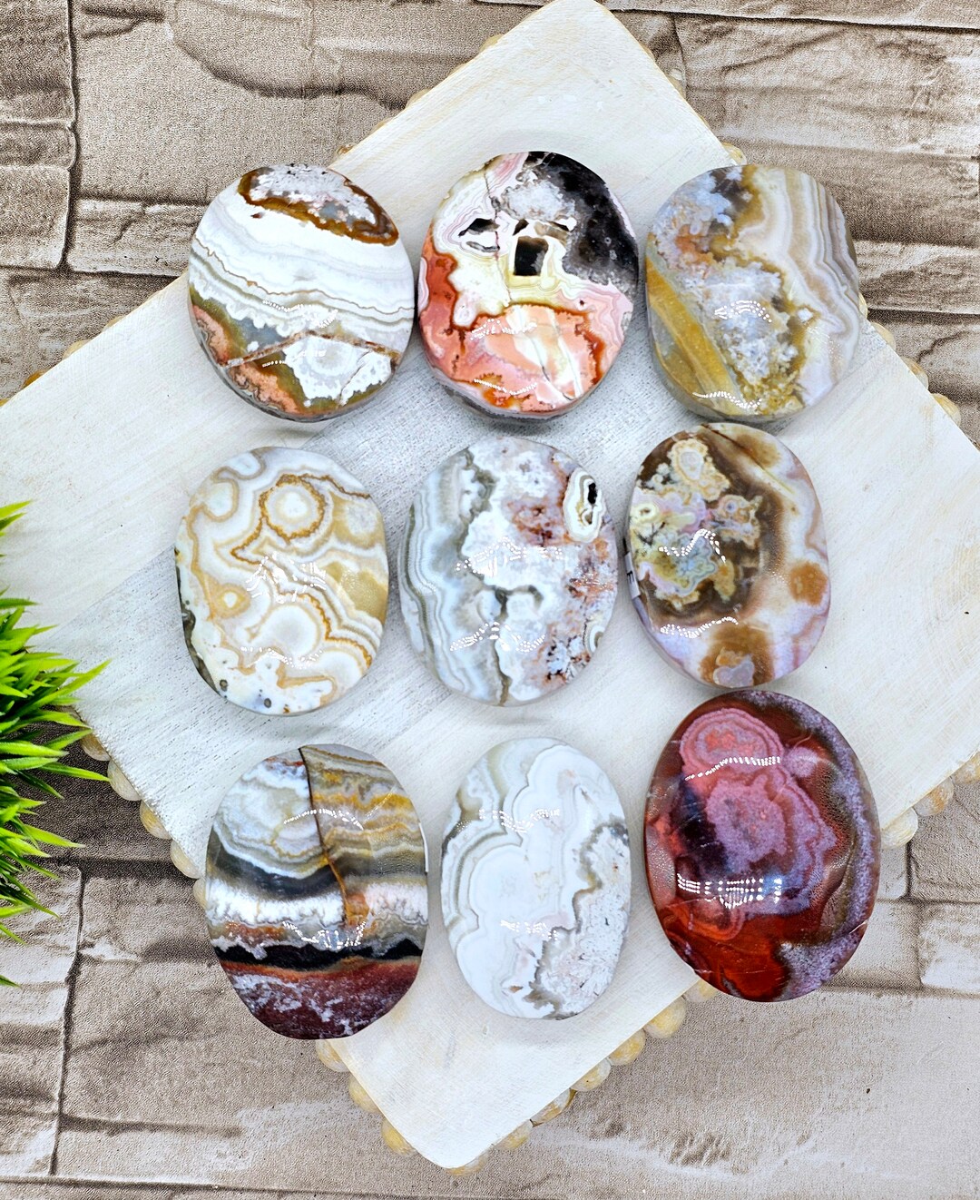 Mexican Lace Agate Palm Stone / 2.2" / Lace Agate / Pink Agate / Banded ...