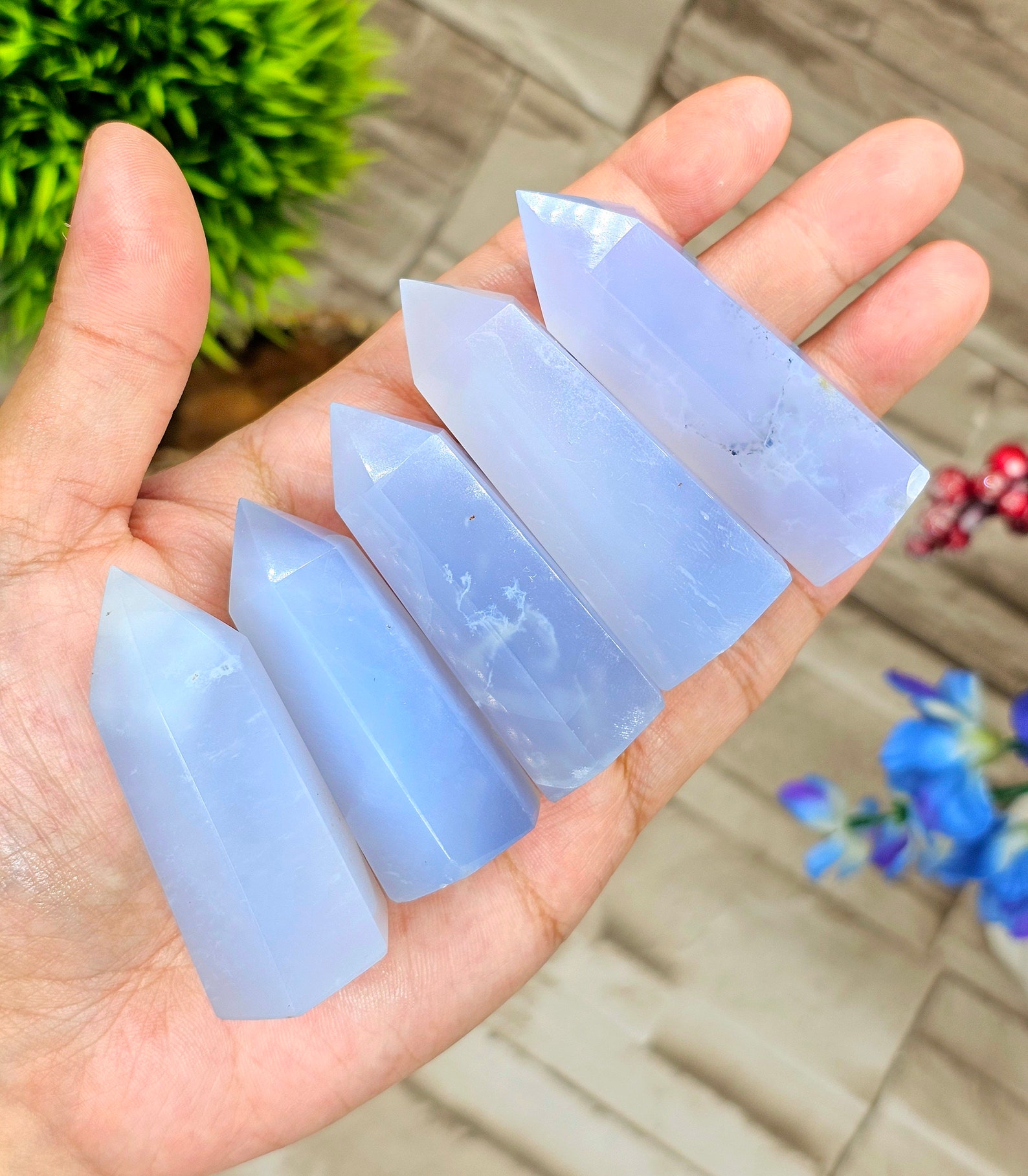 Blue Chalcedony Points / 2.10" to 2.4" / Chalcedony / Chakra / Rocks and Minerals - Etsy