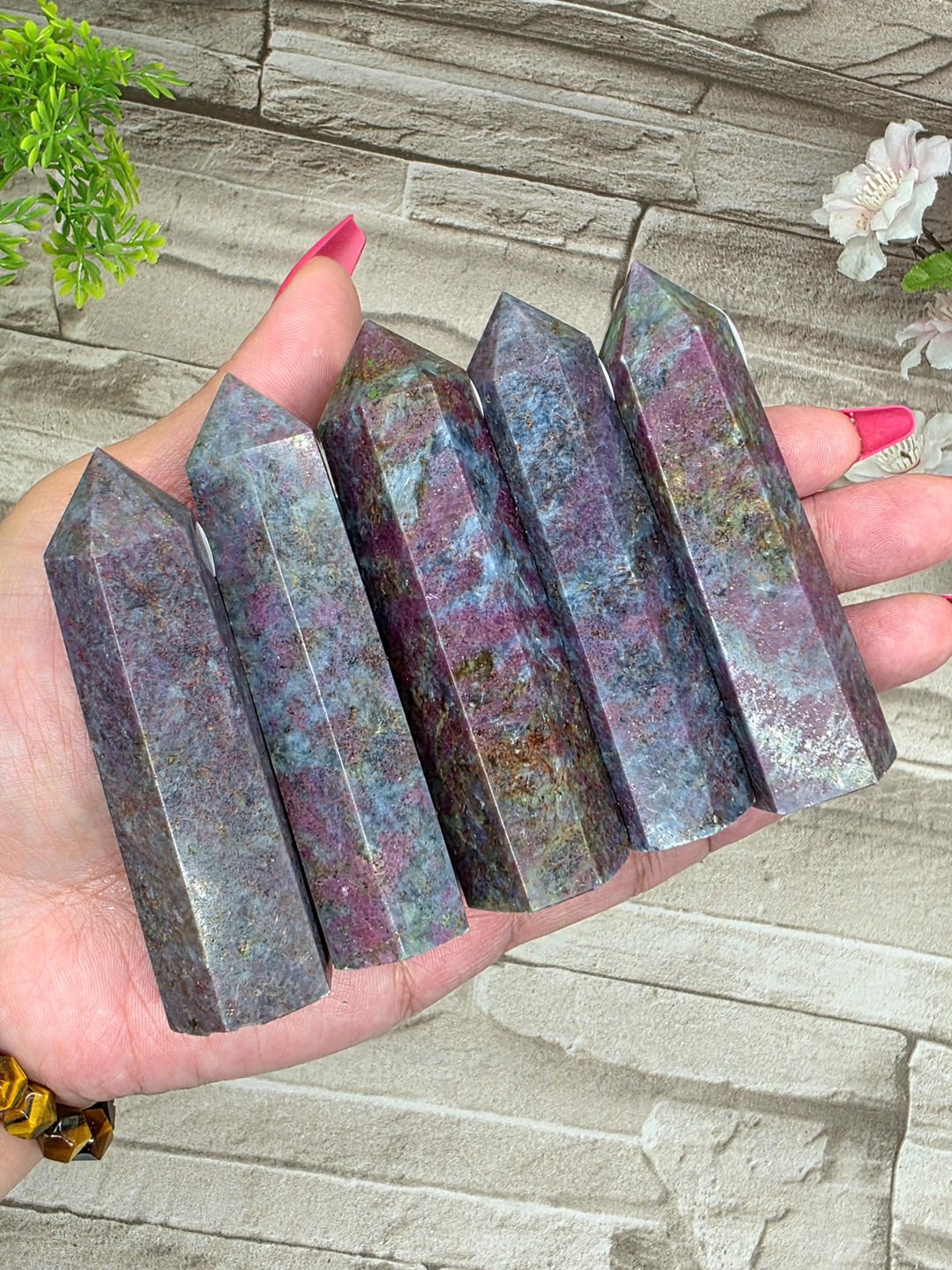 Ruby Fuchsite With Kyanite Tower / UV Reactive / Ruby / Blue Kyanite ...