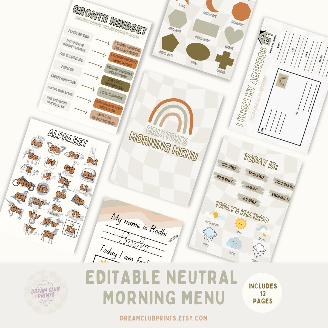 Editable Morning Menu- Neutral - Etsy