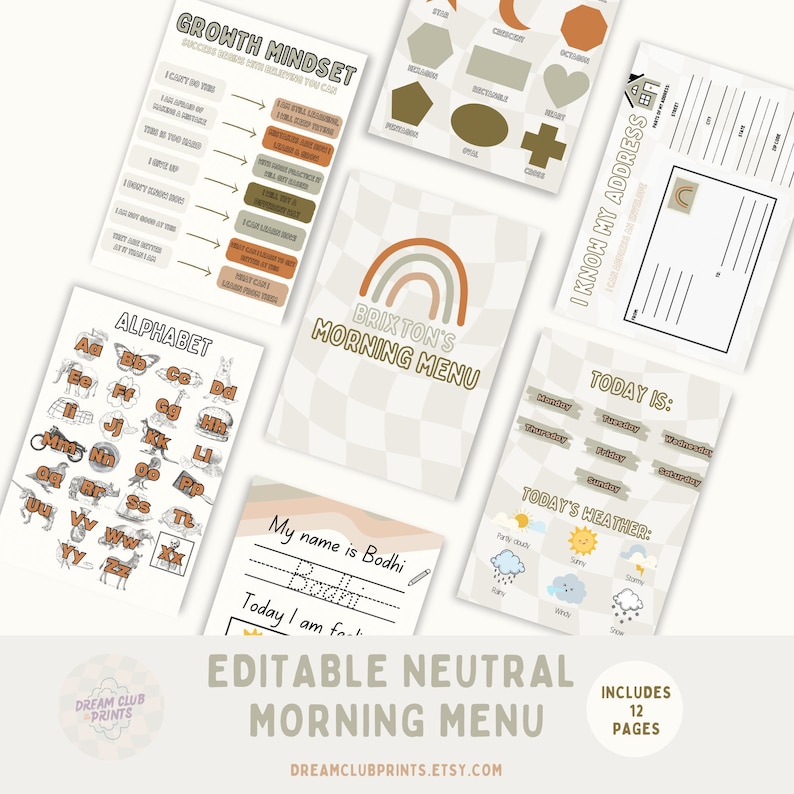 Editable Morning Menu- Neutral - Etsy