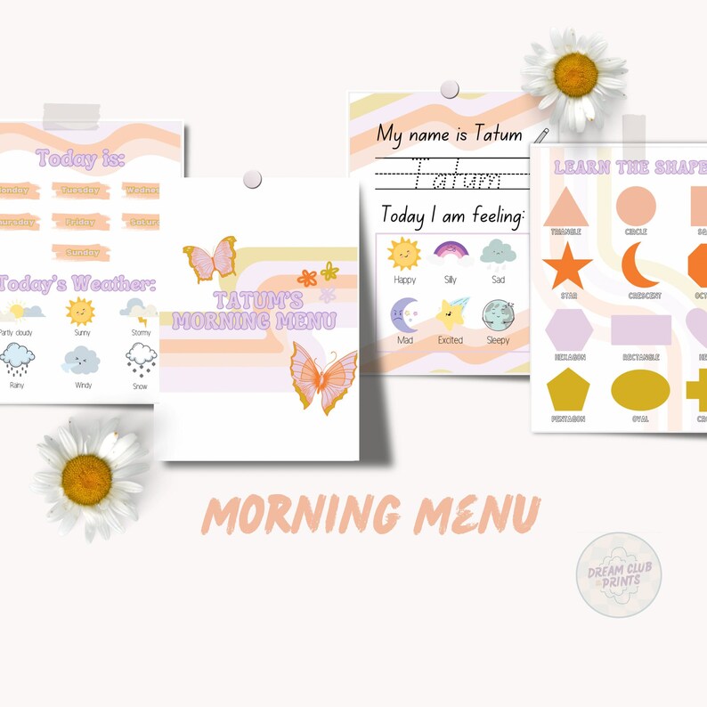 Girls Morning Menu - Etsy