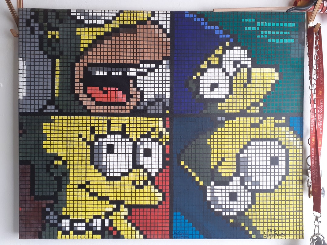 Pixelated Simpsons Painting - Etsy