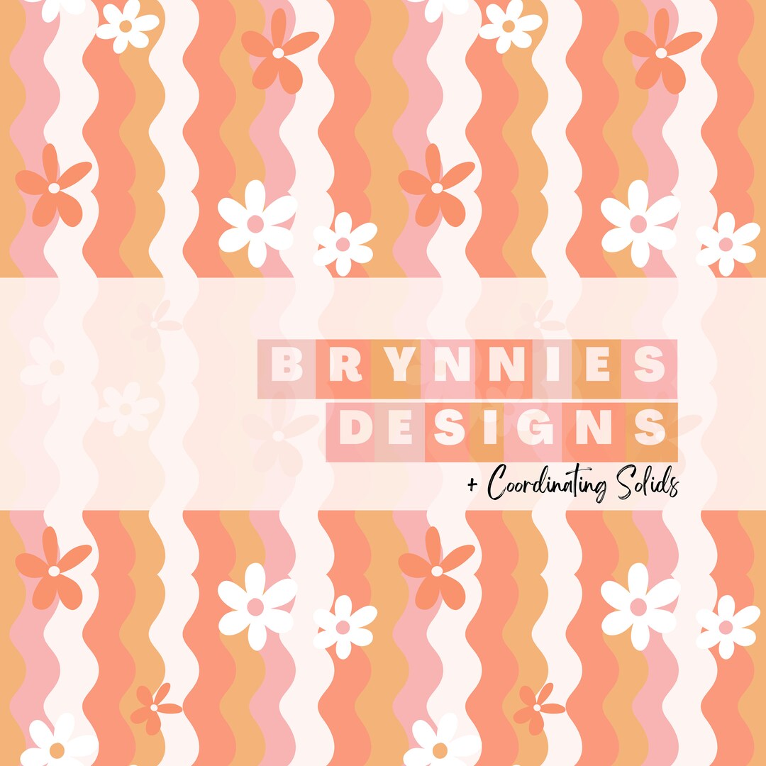 Summer Retro Flower Power Swirl Stripe Digital Pattern + 3 Coordinating ...