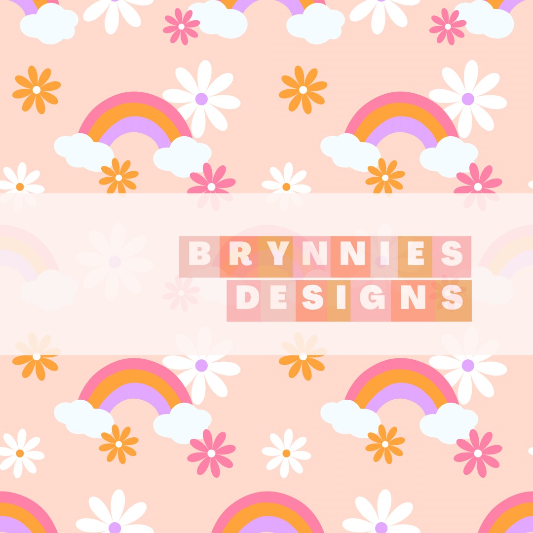 Over the Rainbow Flower Design- 2 Colorways- Digital Pattern, Seamless ...