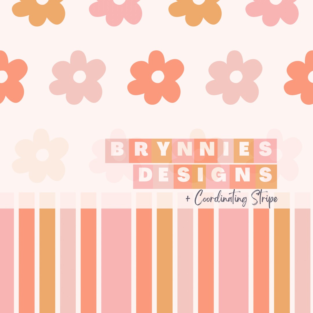 Simple Summer Flower With Coordinating Stripe- Digital Pattern ...