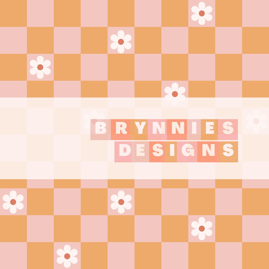 Retro Flower Checker- Digital Pattern, Seamless Repeat Pattern, Fabric ...