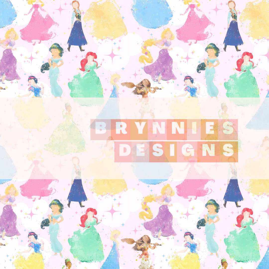 Princess Dreams Seamless Design- Repeating Pattern- Watercolor ...