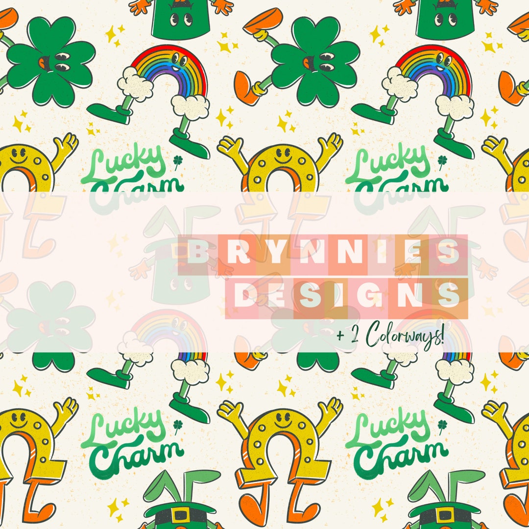 Vintage Lucky Charms- 2 Colorways- Digital Pattern, Seamless Pattern ...