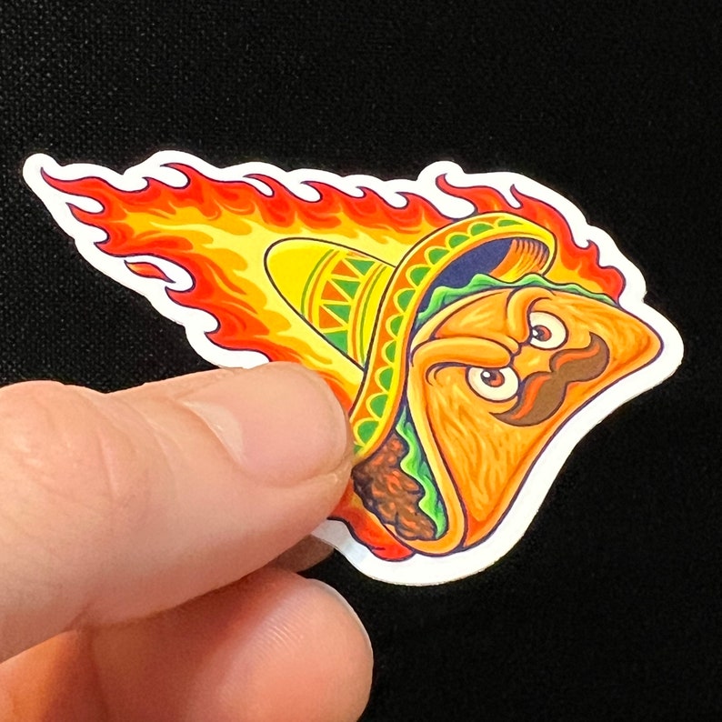 Taco Sticker Fire Stickers Funny Taco Decal for Food Lovers Flaming ...