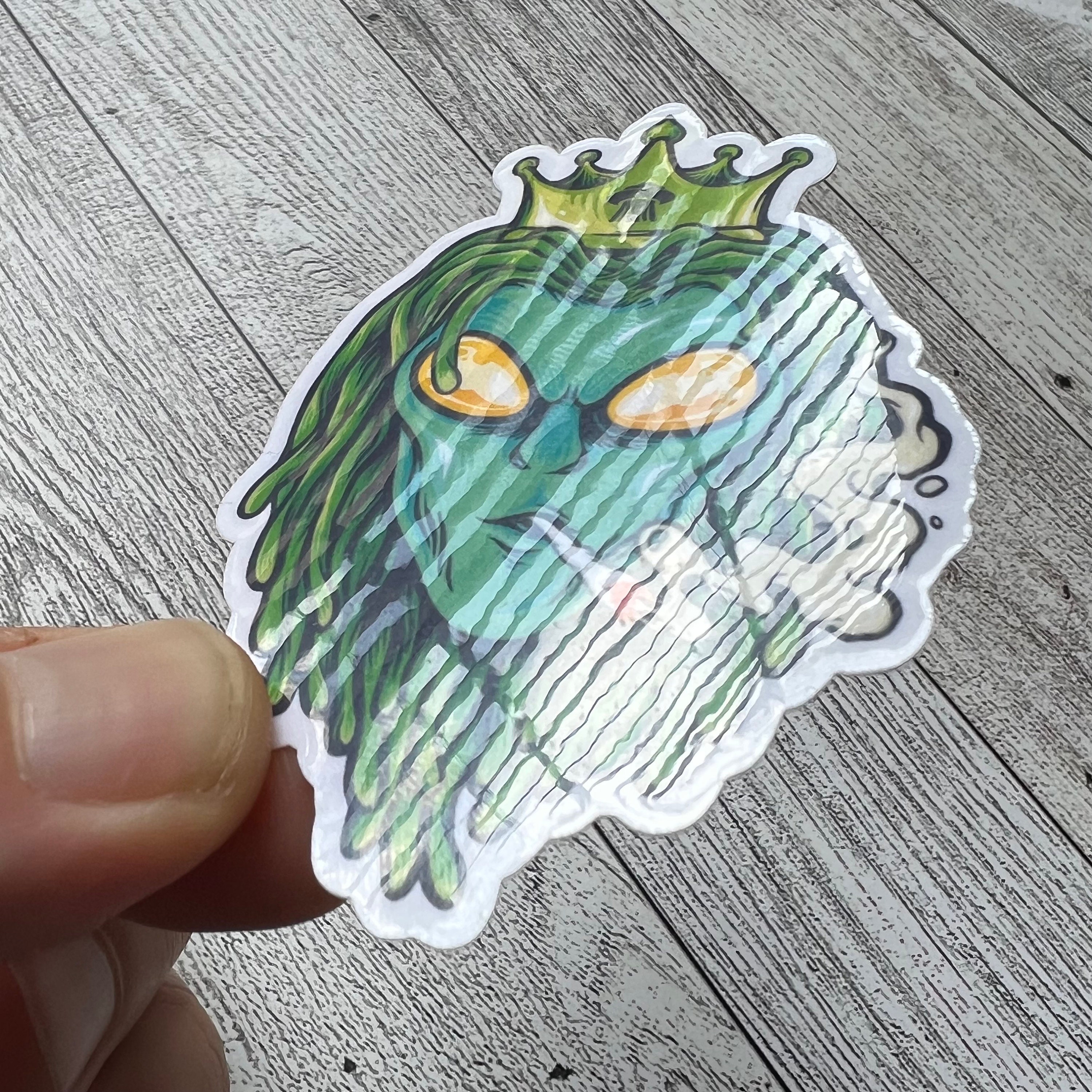 Trippy Alien Sticker Green Alien Smoking a Joint Sticker - Etsy